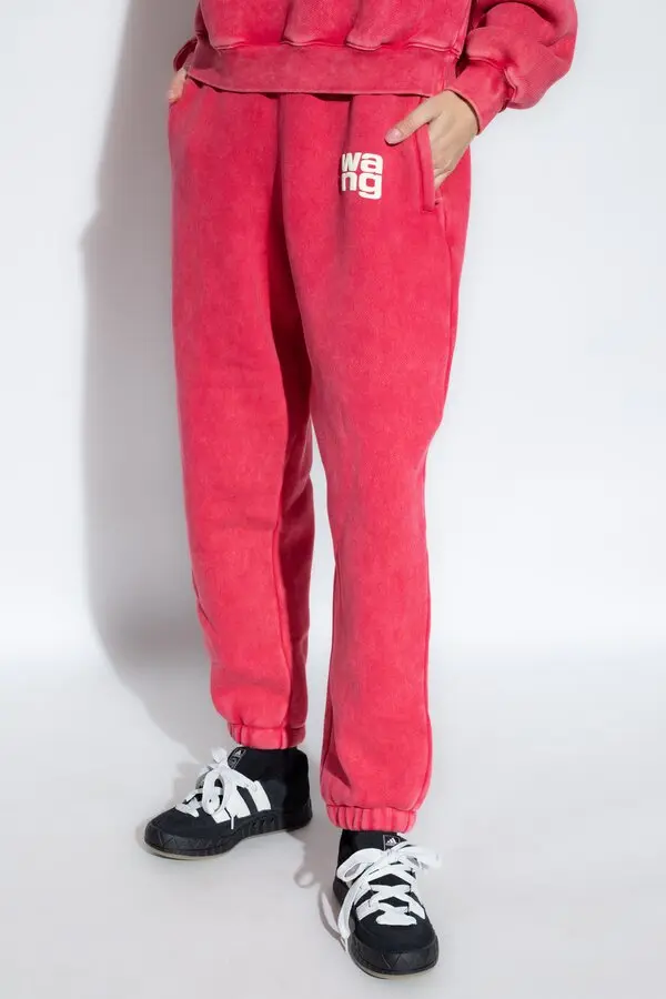 Alexander Wang Rubberised Logo Cotton-blend Track Pants - Red