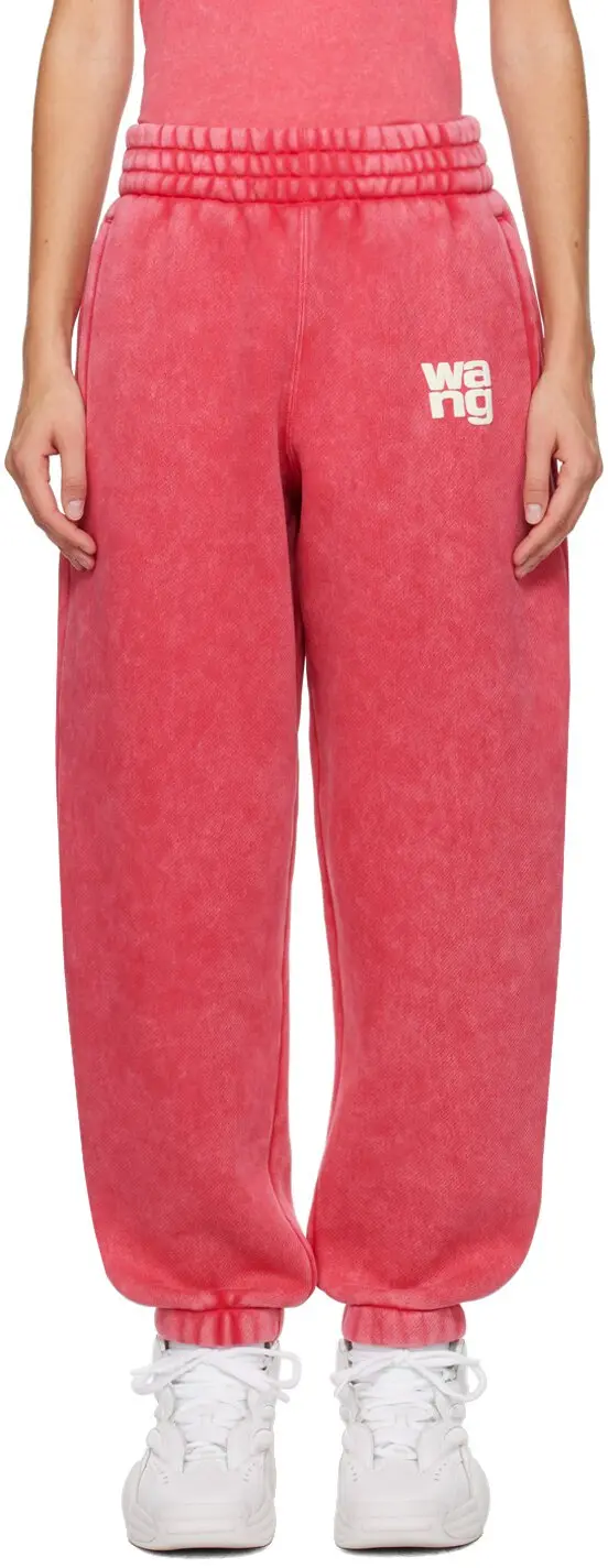 Alexander Wang Rubberised Logo Cotton-blend Track Pants - Red