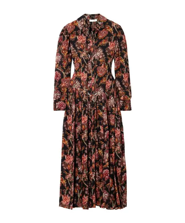 Ulla Johnson Long-sleeved Printed Midi Dress - Brown