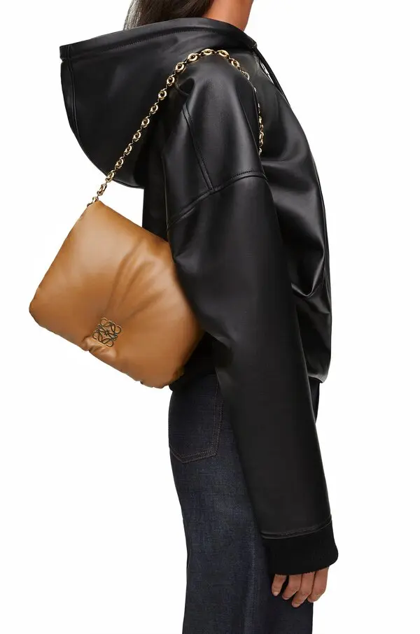 Loewe Puffer Goya Bag In Shiny Nappa Lambskin - Brown