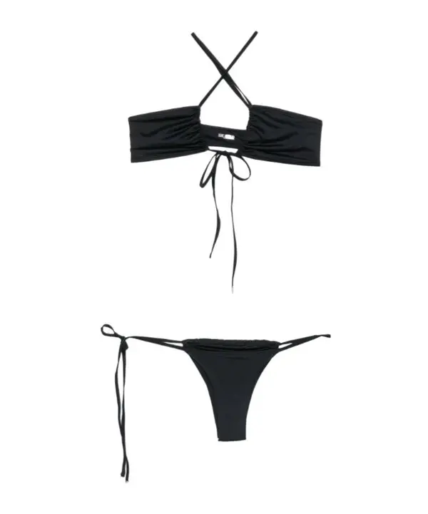 Attico Halterneck Side-tie Bikini - Black