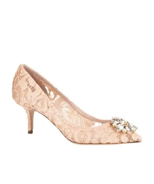 Dolce & Gabbana Embellished Floral Lace Pumps - Nude