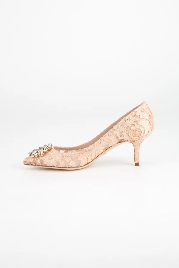 Dolce & Gabbana Embellished Floral Lace Pumps - Nude
