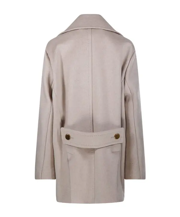 Max Mara Double-breasted Long-sleeved Coat - Nude