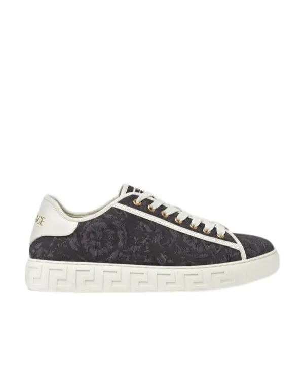 Versace Barocco Greca Jacquard Lace-up Sneakers - White