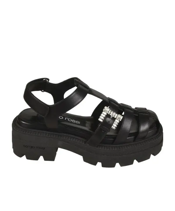 SERGIO ROSSI Buckle Embellished Slingback Sandals