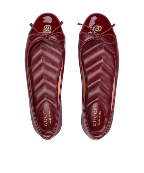 Gucci Ballet Flats With Bow And Double G Detail - Ancora Red