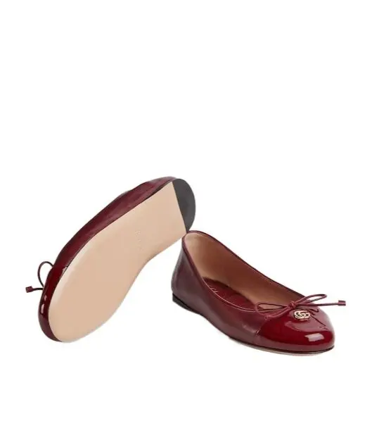 Gucci Ballet Flats With Bow And Double G Detail - Ancora Red