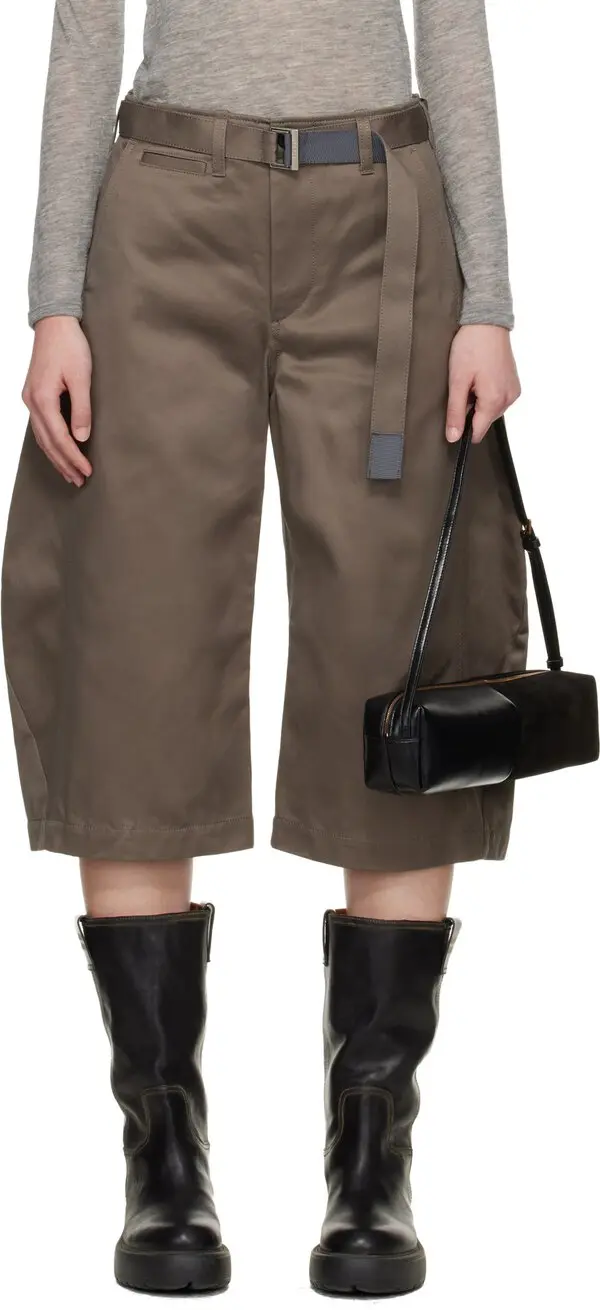 Sacai Belted Wide-leg Patchwork Pants