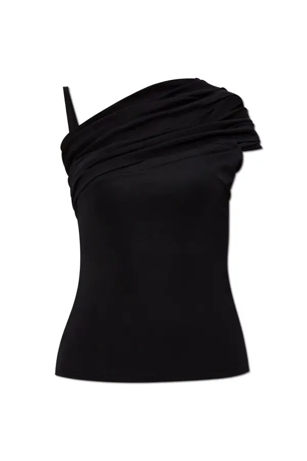 Versace One Shoulder Asymmetrical Top With Pleated Details