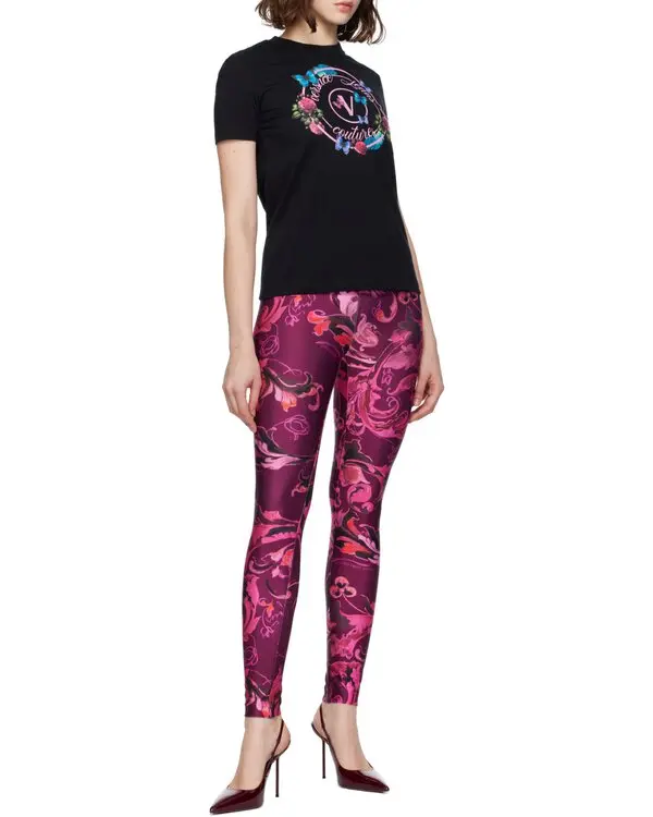 Versace Floral-butterfly Print Crewneck T-shirt - Black