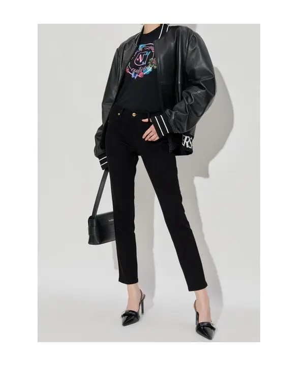 Versace Floral-butterfly Print Crewneck T-shirt - Black