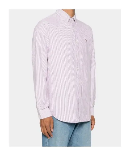 Polo Ralph Lauren Custom Fit Striped Oxford Shirt - Pink