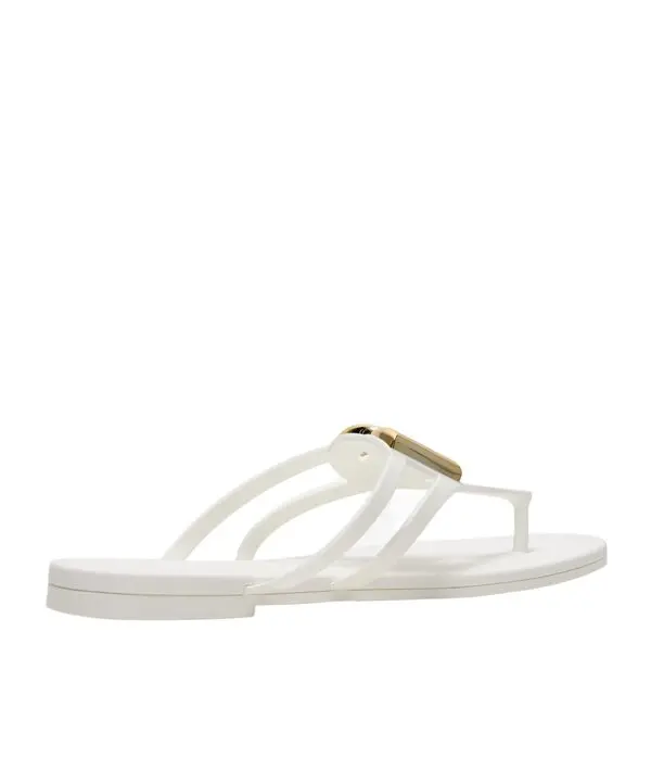 Dolce & Gabbana Logo Plaque Flip Flops - White