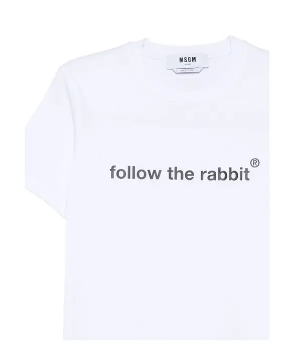 MSGM Logo Embroidered Crewneck T-shirt - White