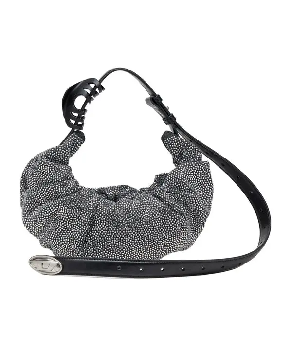 DIESEL® Embellished Scrunched Shoulder Bag - Black