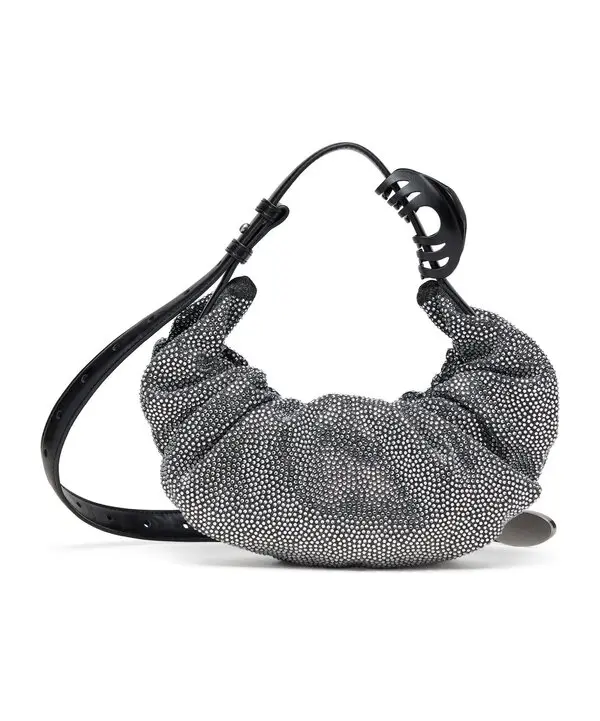 DIESEL® Embellished Scrunched Shoulder Bag - Black