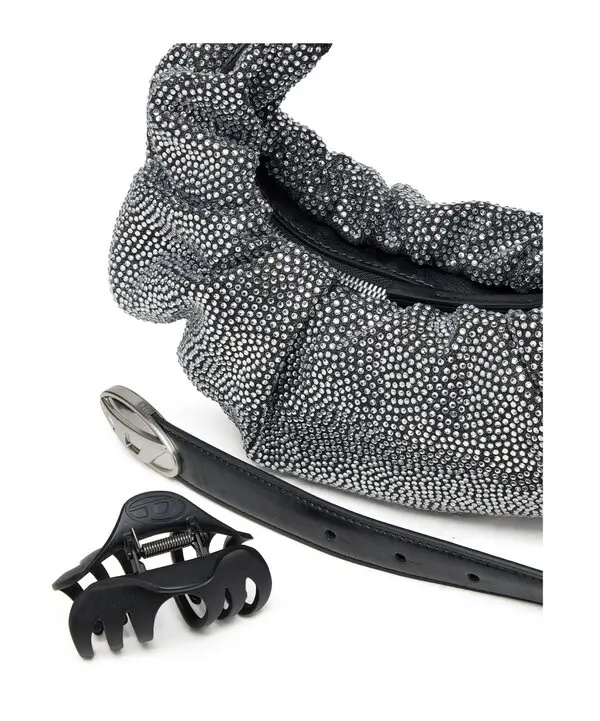 DIESEL® Embellished Scrunched Shoulder Bag - Black