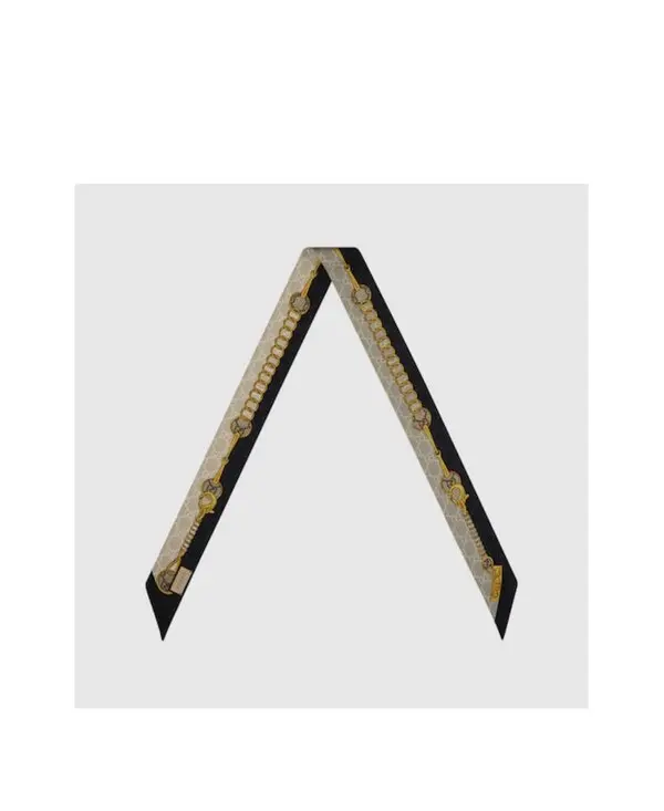 Gucci Gg Chain Horsebit Printed Neckbow