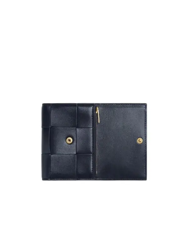 Bottega Veneta Cassette Tri-fold Zip Wallet - Black