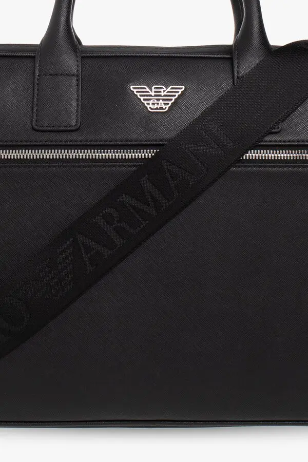 Emporio Armani Logo Plaque Zipped Laptop Case