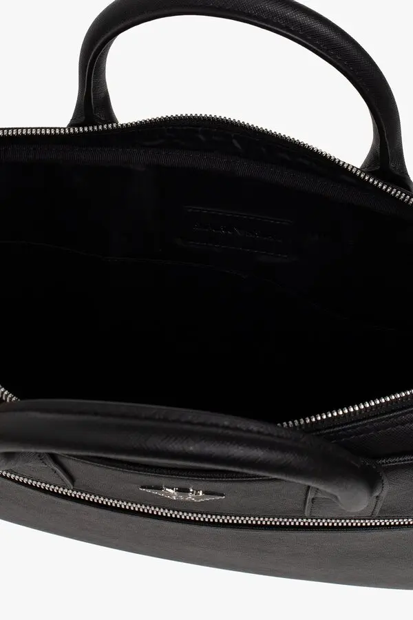 Emporio Armani Logo Plaque Zipped Laptop Case