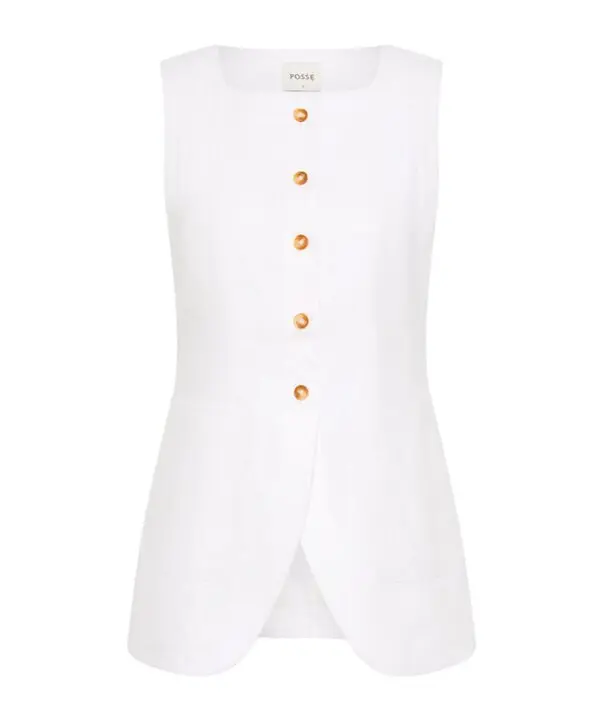 Posse Emma Buttoned Vest - Ivory