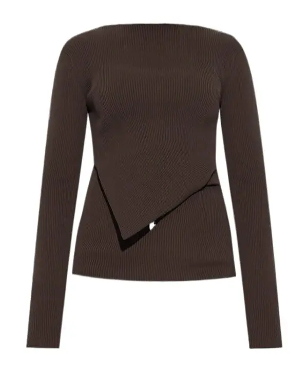 Rick Owens Long Sleeve Asymmetrical Knit Top