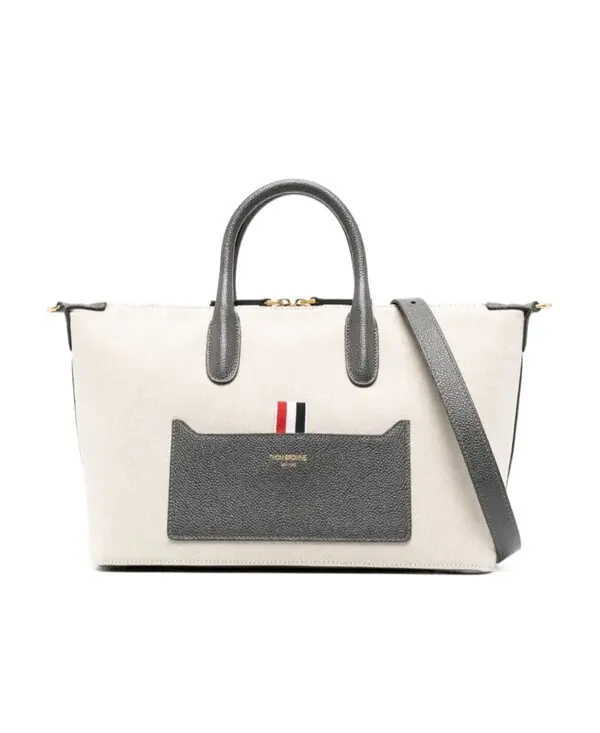 Thom Browne Zipped Tote Bag - White