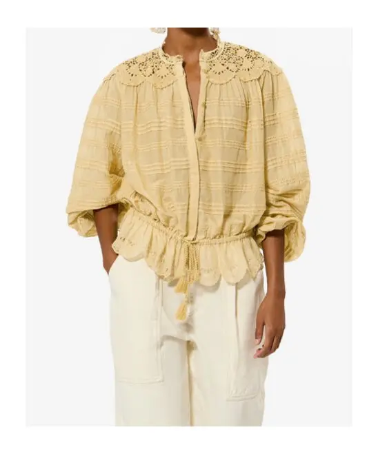 Isabel Marant Étoile Polly Floral Lace Blouse - Light Ochre
