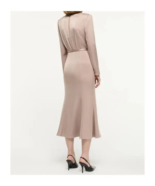 Roland Mouret Long Sleeve Draped Neck Dress With Fishtail Skirt