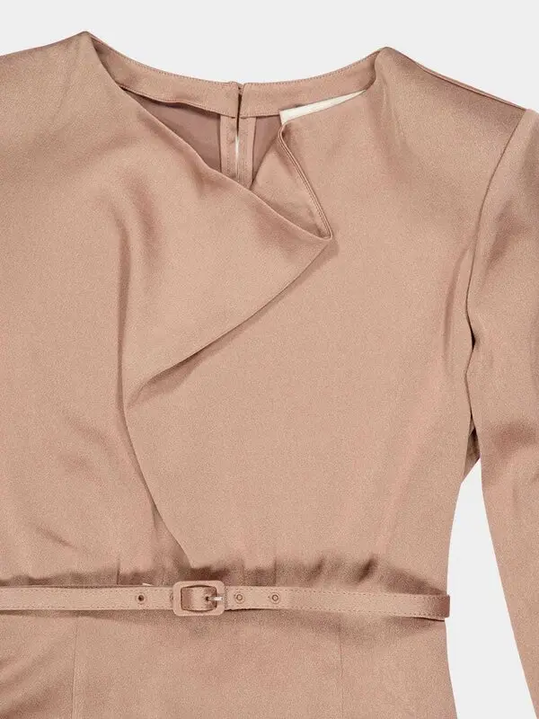 Roland Mouret Long Sleeve Draped Neck Dress With Fishtail Skirt