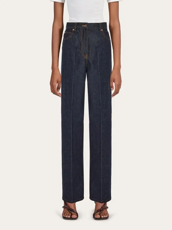 FERRAGAMO Belt Ring Denim Trousers