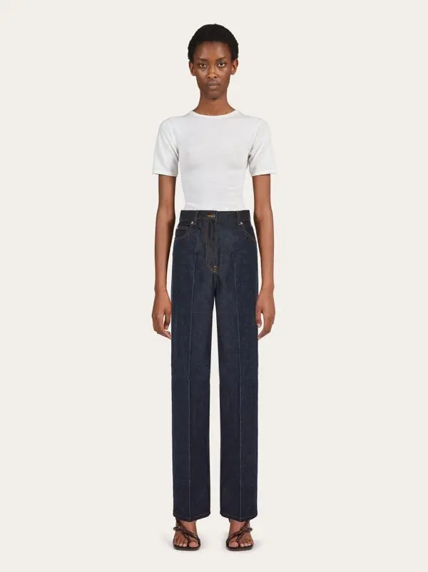 FERRAGAMO Belt Ring Denim Trousers