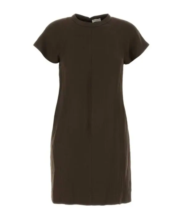 Brunello Cucinelli Round Neck Short Sleeve Mini Dress