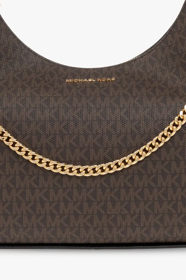 Michael Kors Monogram Jacquard Shoulder Bag - Brown