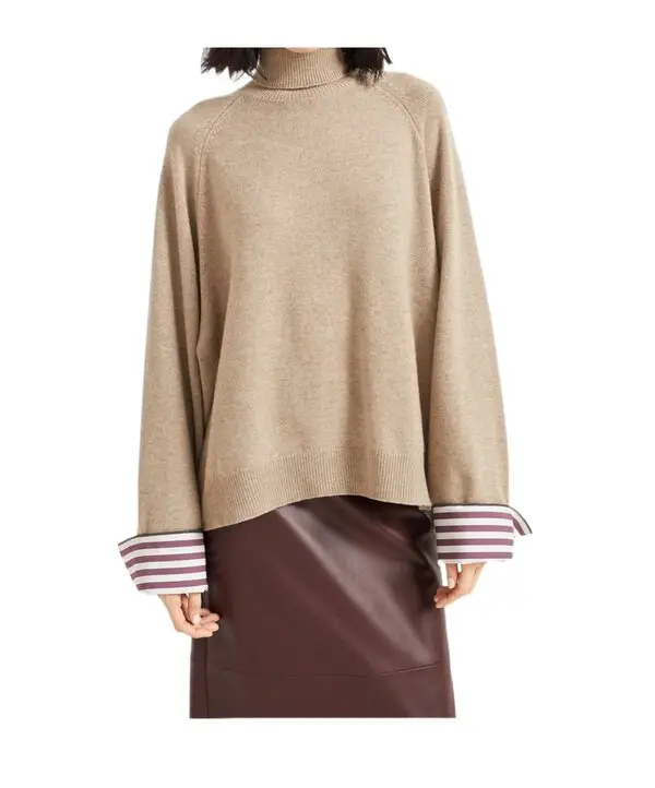 Brunello Cucinelli Roll Neck Sweater With Striped Details