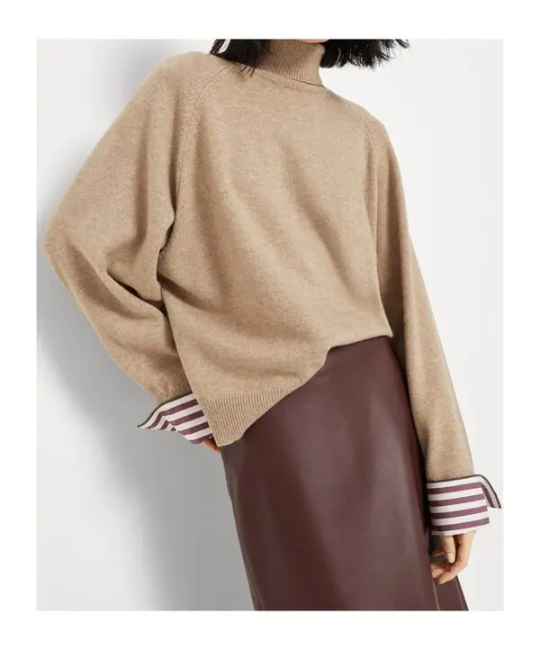 Brunello Cucinelli Roll Neck Sweater With Striped Details