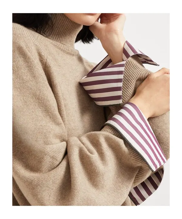 Brunello Cucinelli Roll Neck Sweater With Striped Details