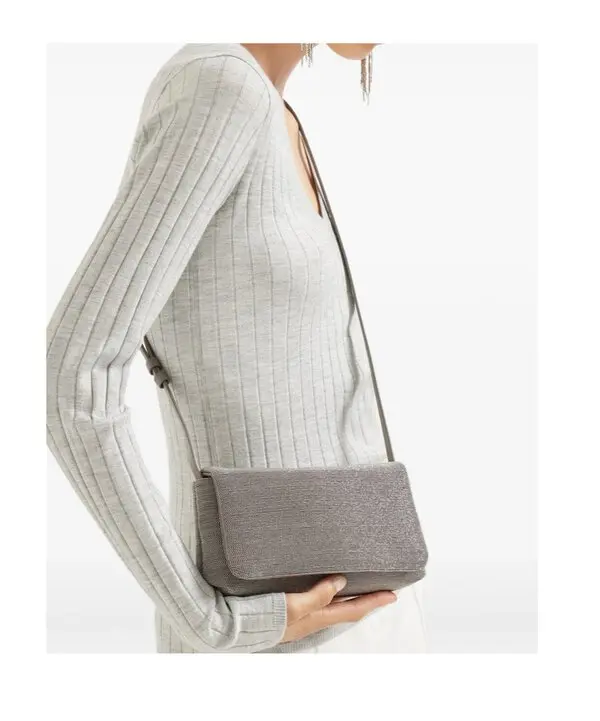 Brunello Cucinelli Flap Shoulder Bag - Light Gray