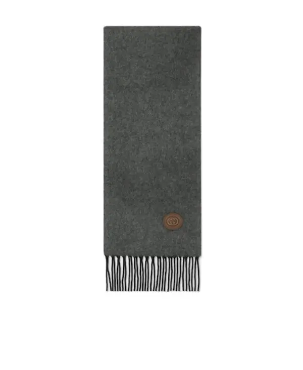 Gucci Logo Patch Fringed Scarf