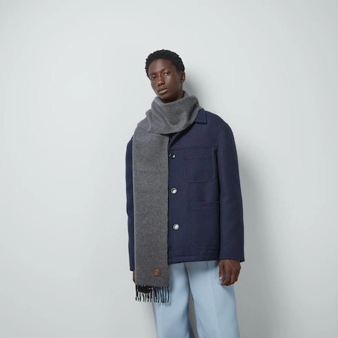 Gucci Logo Patch Fringed Scarf