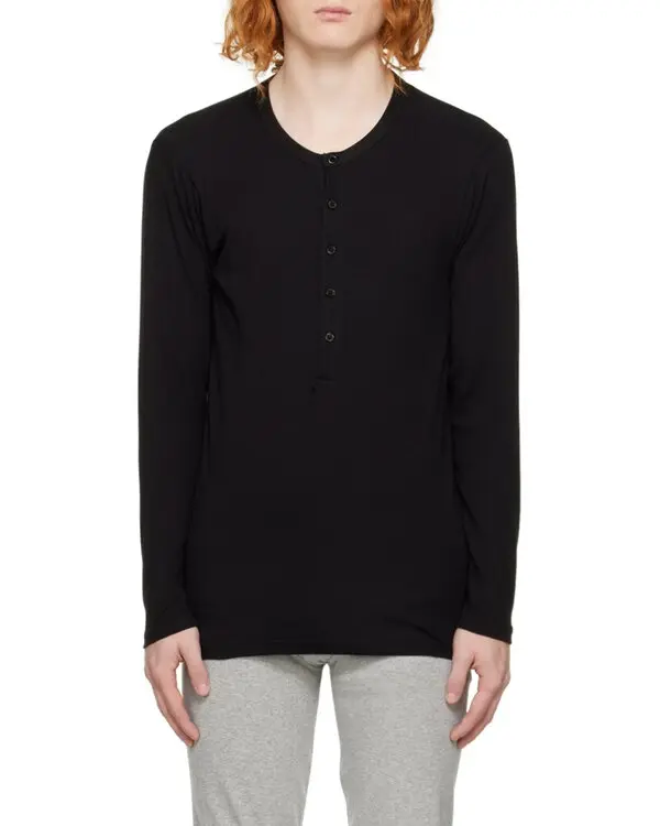 TOM FORD Henley Crewneck T-shirt - Black