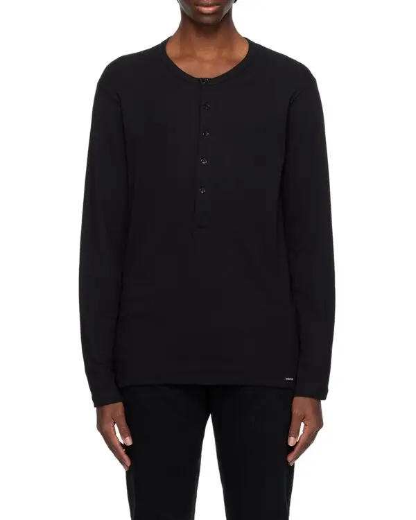 TOM FORD Henley Crewneck T-shirt - Black