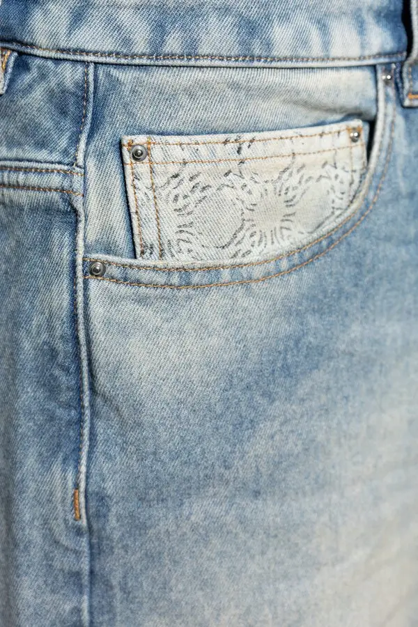 Amiri Ma Quad Cuff Straight Leg Jeans - Blue