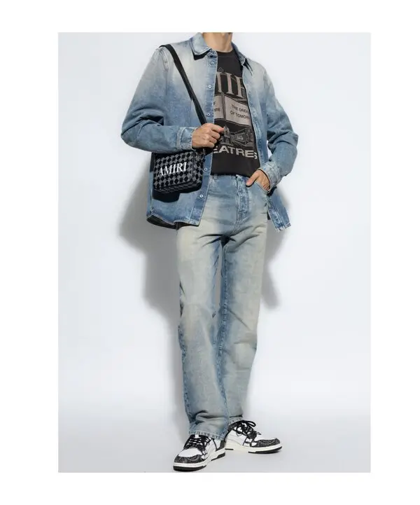 Amiri Ma Quad Cuff Straight Leg Jeans - Blue