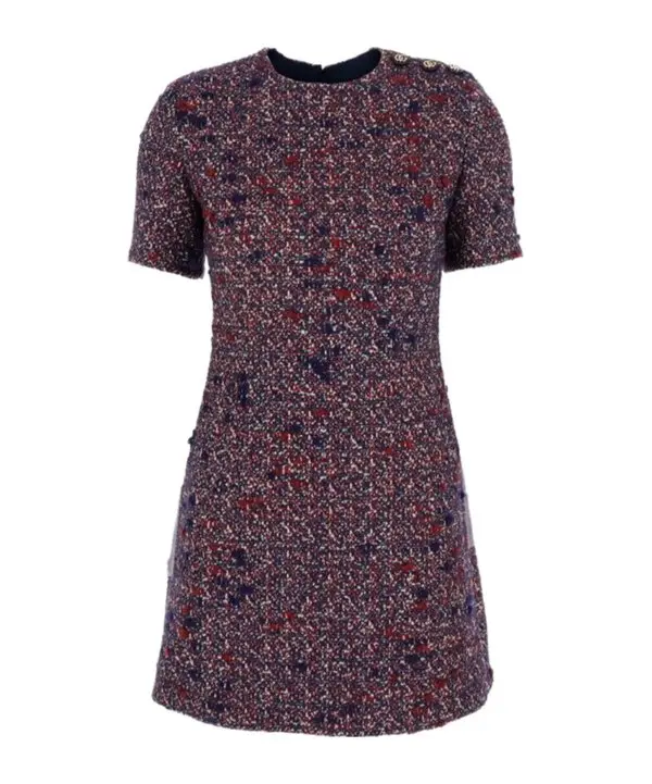 Gucci Crewneck Tweed Mini Dress - Black