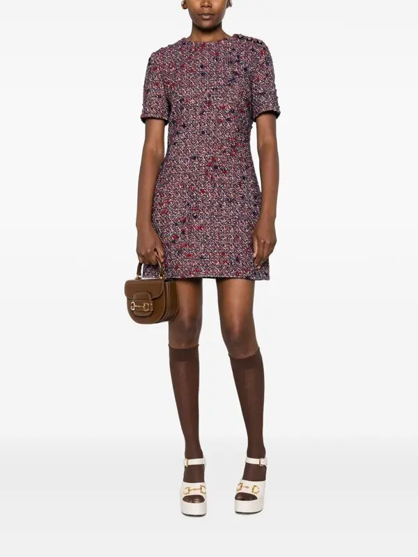 Gucci Crewneck Tweed Mini Dress - Black