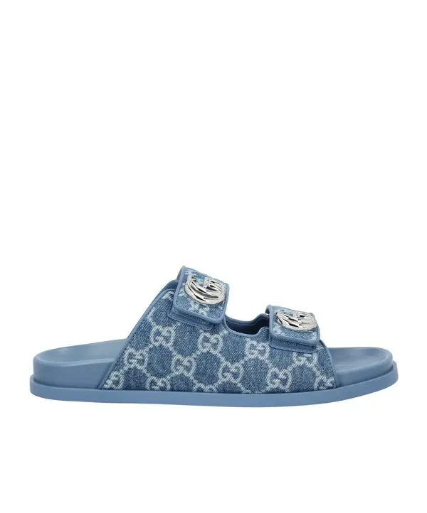Gucci Monogrammed Double Strap Slip-on Sandals