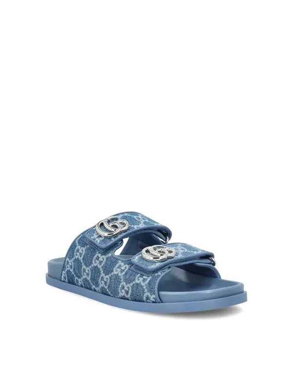 Gucci Monogrammed Double Strap Slip-on Sandals